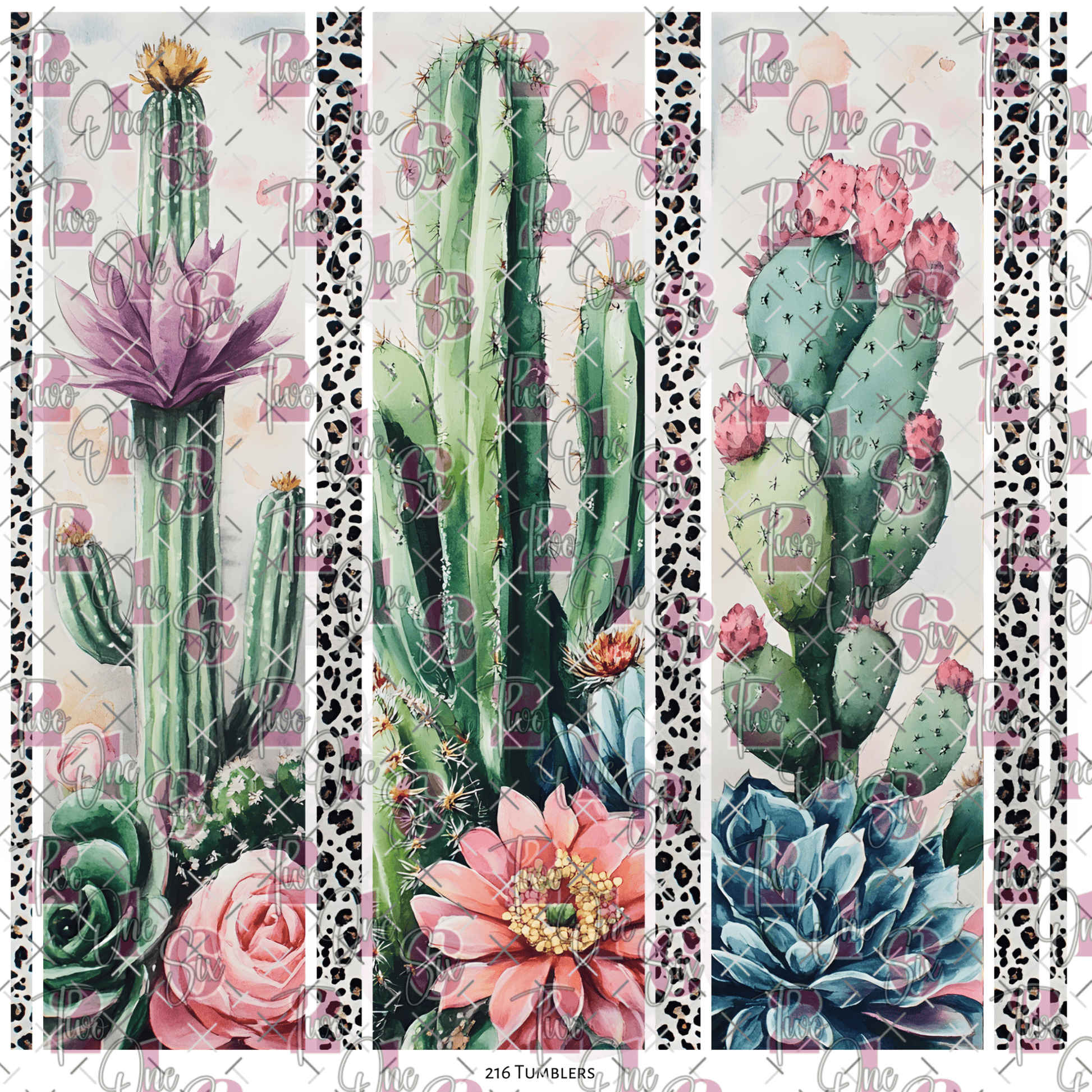 10X10- 208 CACTUS TRI BAND – 216 Tumblers