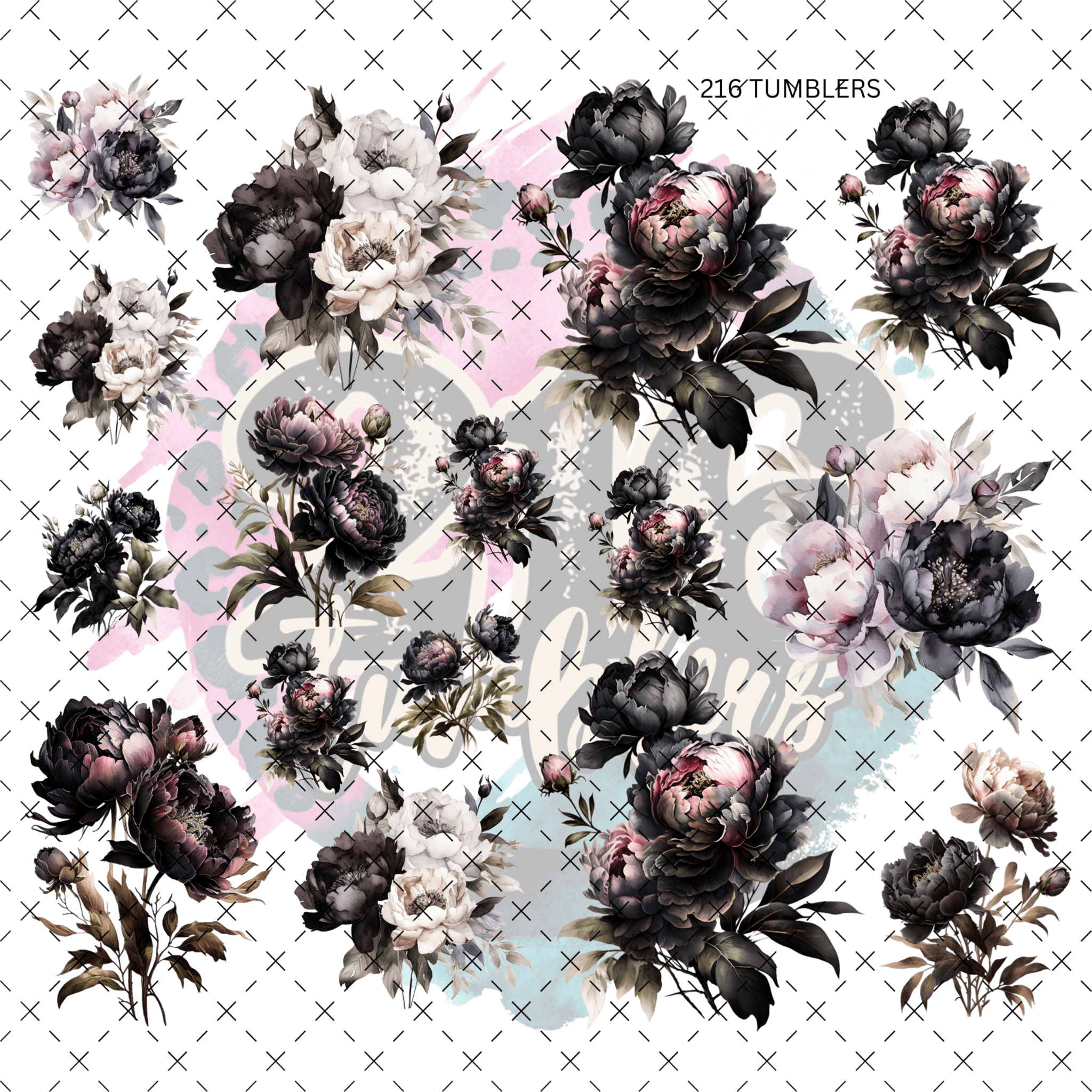 10X10-84 GOTHIC PEONIES – 216 Tumblers