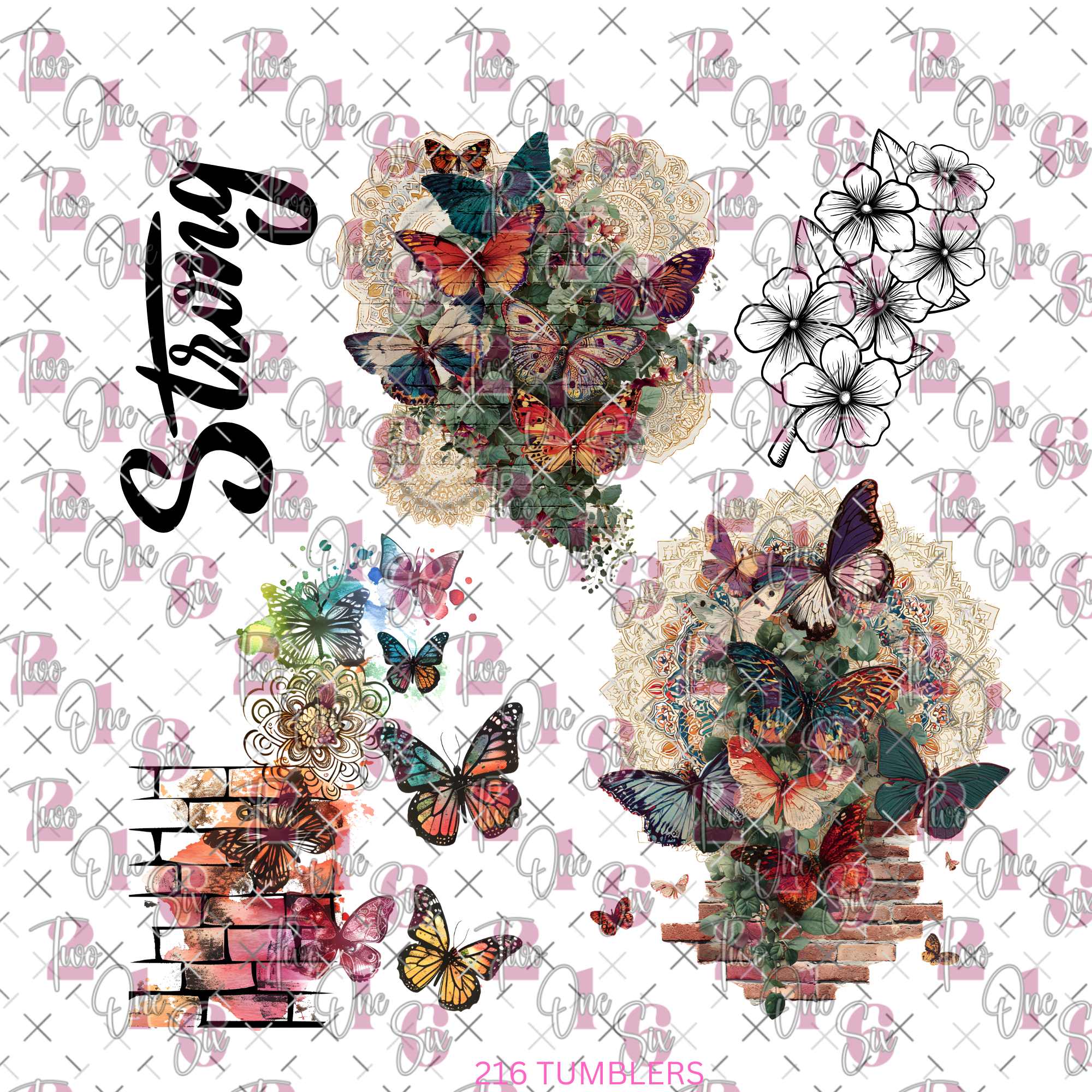 483 FLUTTERBY BRICKS 1 – 216 Tumblers