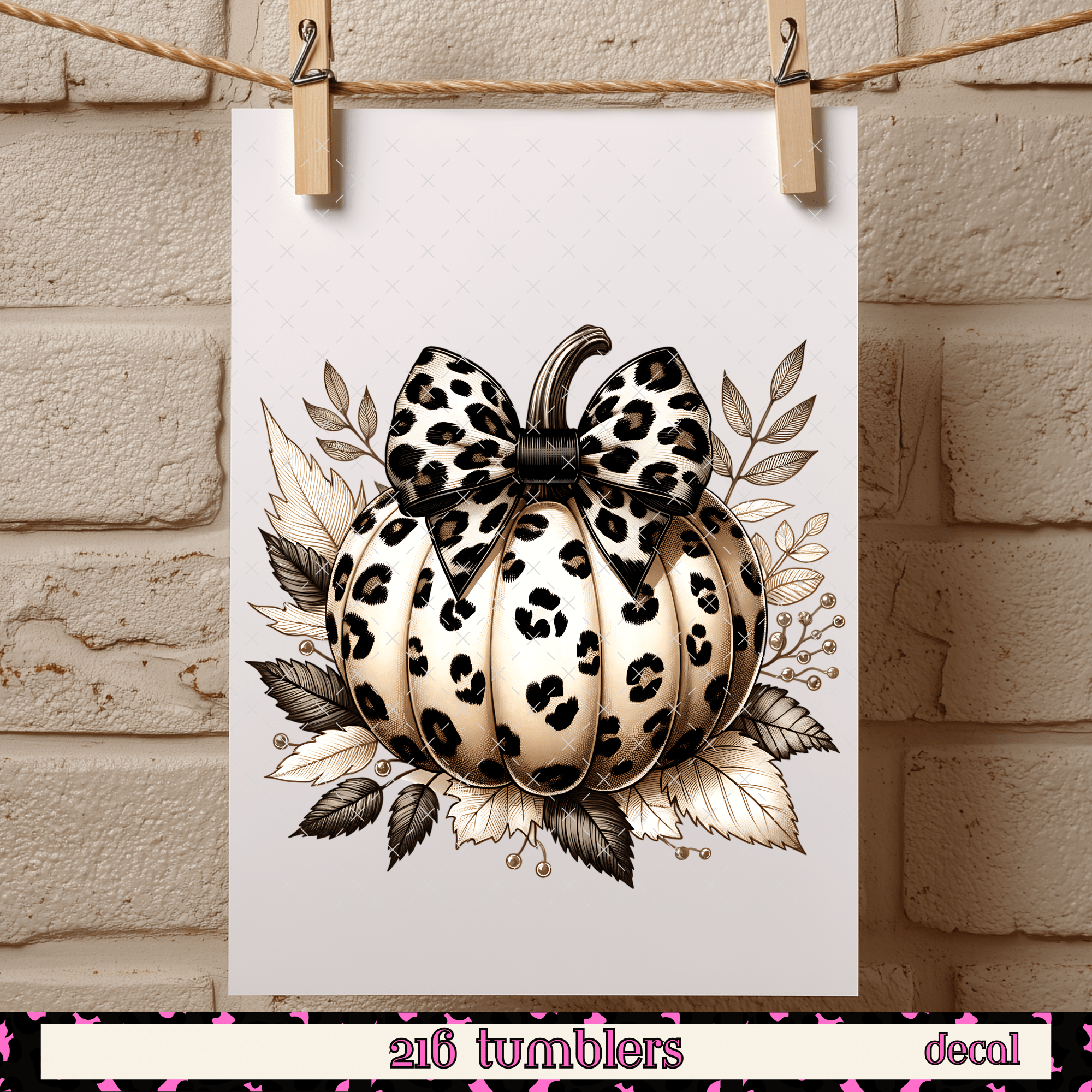 NEUTRAL FALL PUMPKIN WITH LEOPARD – 216 Tumblers